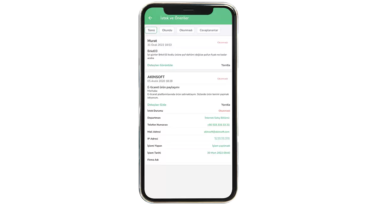 E-Ticaret Yönetici (IOS) / Programlar / AKINSOFT