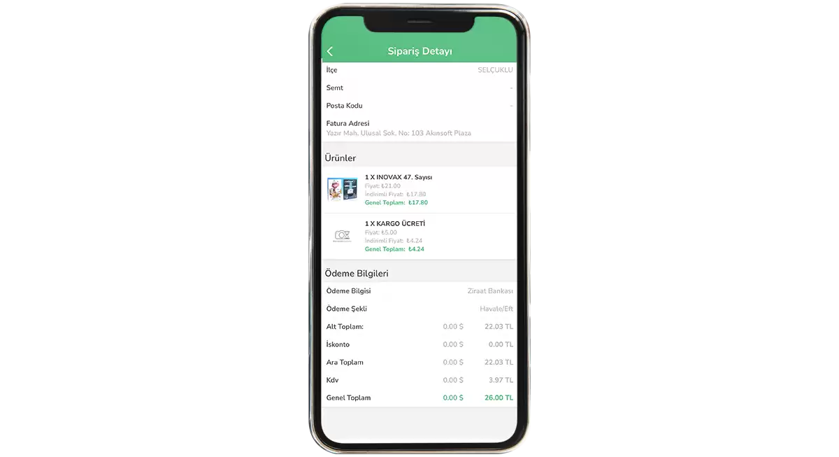 E-Ticaret Yönetici (IOS) / Programlar / AKINSOFT